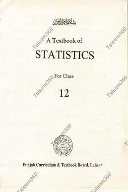 2nd Year Statistics Punjab Textbook PDF - Taleem360