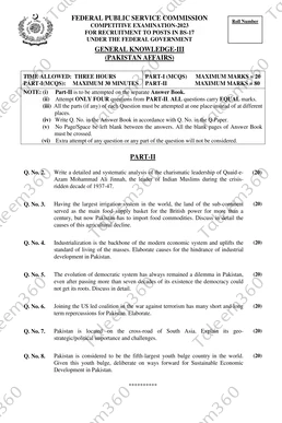CSS Pakistan Affairs Past Paper 2023 PDF - Taleem360