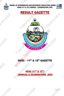 Bannu Board 12th Class Result Gazette 2025 PDF - Taleem360