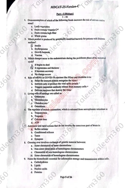 SIBA Sindh MDCAT 2025 Paper PDF with Answer Key - Taleem360